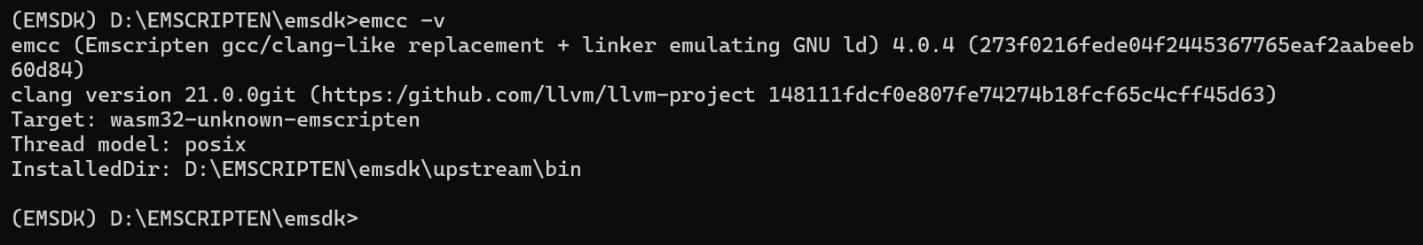 在Windows安装并测试Emscripten全流程 | WhythZ